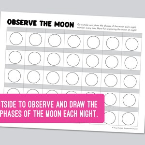 Phases of the Moon PRINTABLE, for Kids, Moon Calendar, for Children ...
