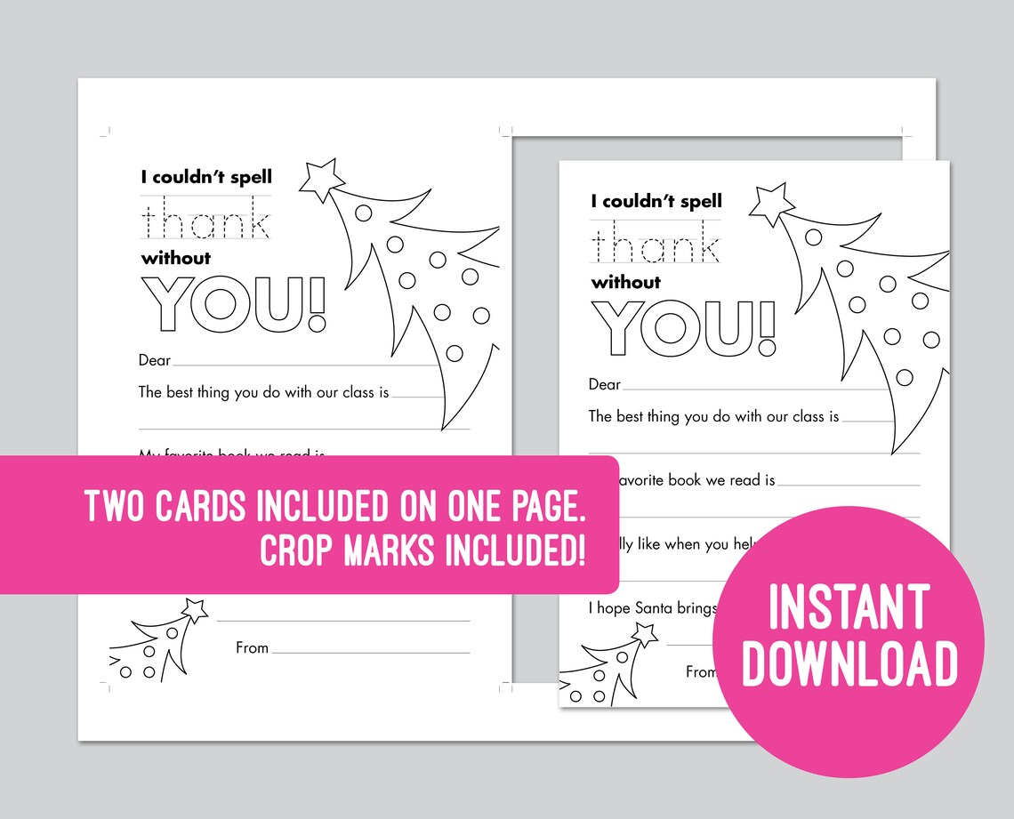 Christmas Teacher Card Teacher Thank You Card Printable - Etsy