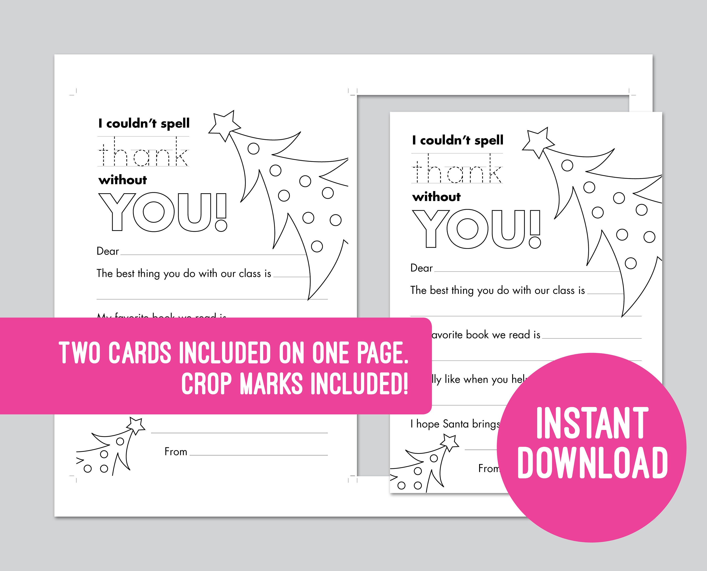 Christmas Teacher Card Teacher Thank You Card Printable - Etsy