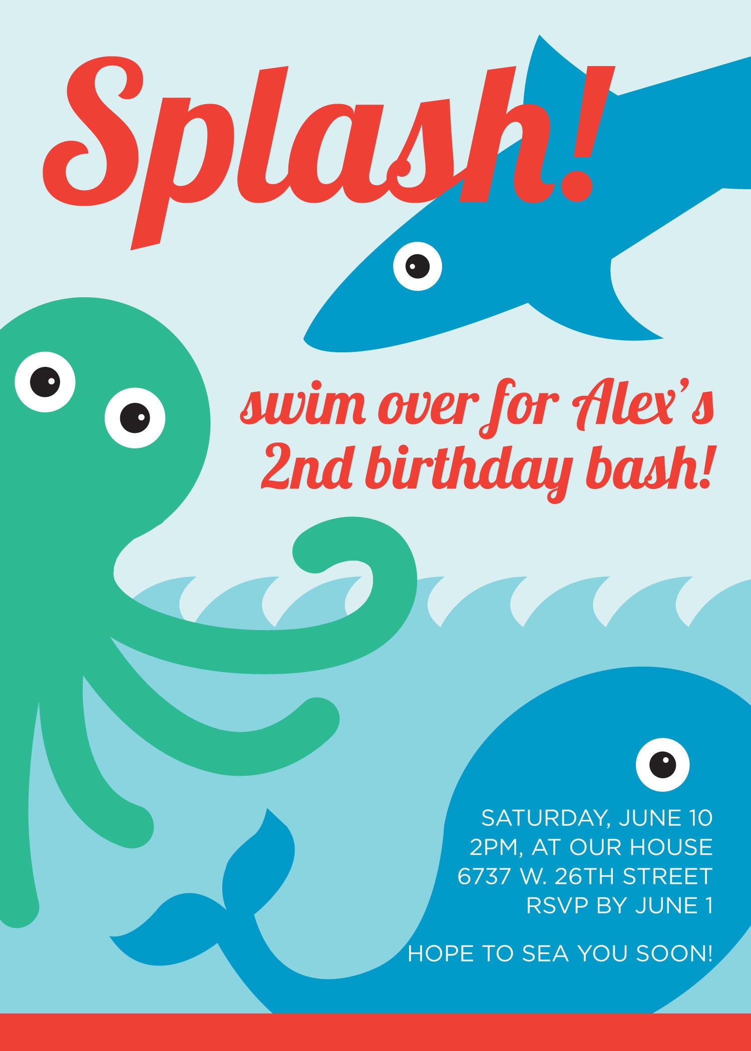 Sea Creature Birthday Party Invitation, Ocean Birthday Invite ...