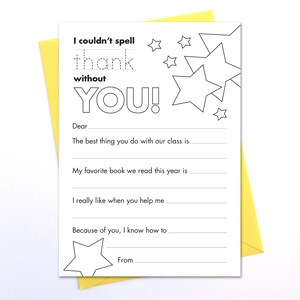 Teacher Appreciation Printable, Thank You Card, Printable Note, Fill in ...