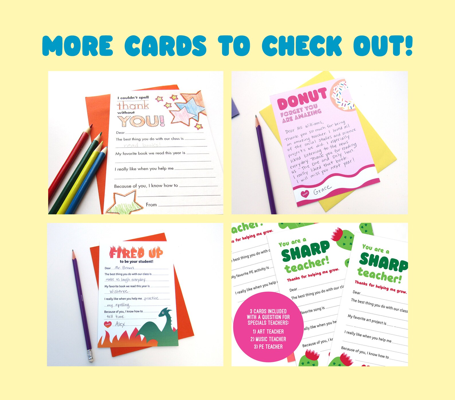 PRINTABLE Teacher Appreciation, Fill in the Blank, Thank You Card ...