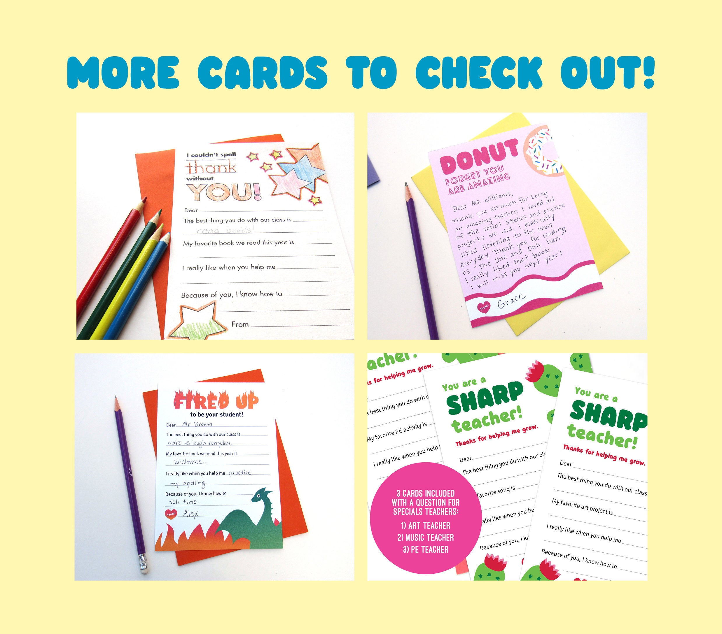 PRINTABLE Teacher Appreciation, Fill in the Blank, Thank You Card ...