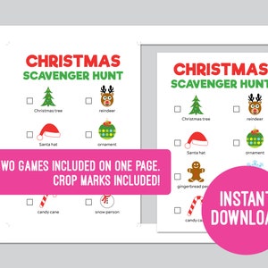 Christmas Scavenger Hunt, for Kids, Christmas Game, Printable Christmas ...