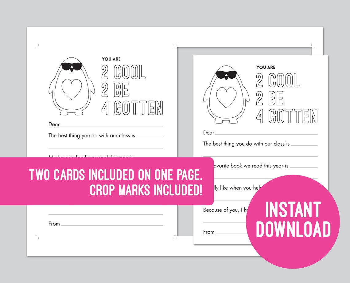 Teacher Appreciation Printable, Thank You Card, Printable Note, Fill in ...