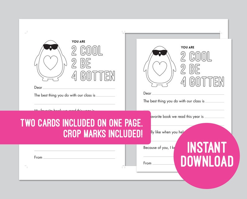 Teacher Appreciation Printable, Thank You Card, Printable Note, Fill in ...