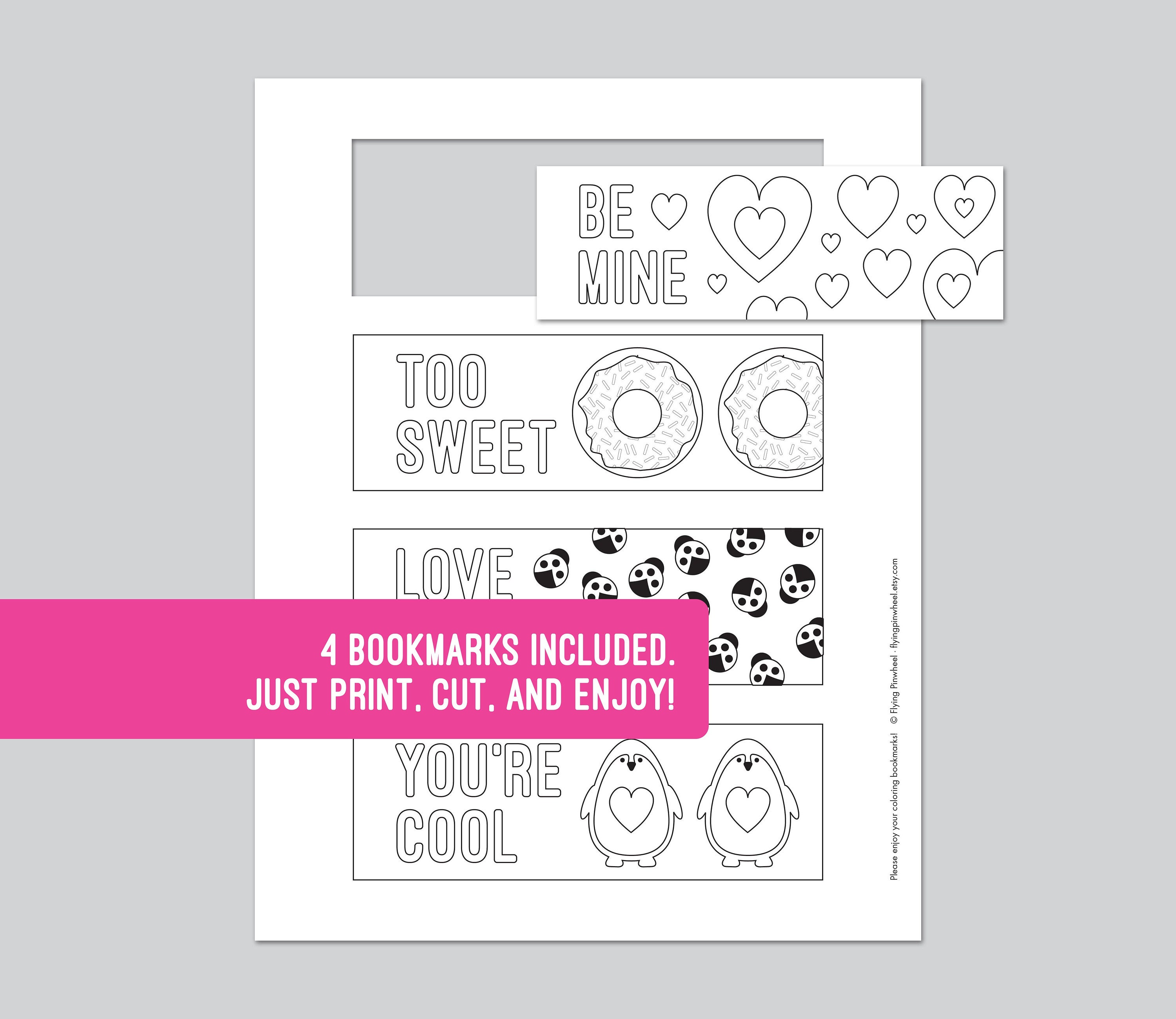 Printable Valentine Coloring Bookmarks, Gift DIY, for Classroom, for ...