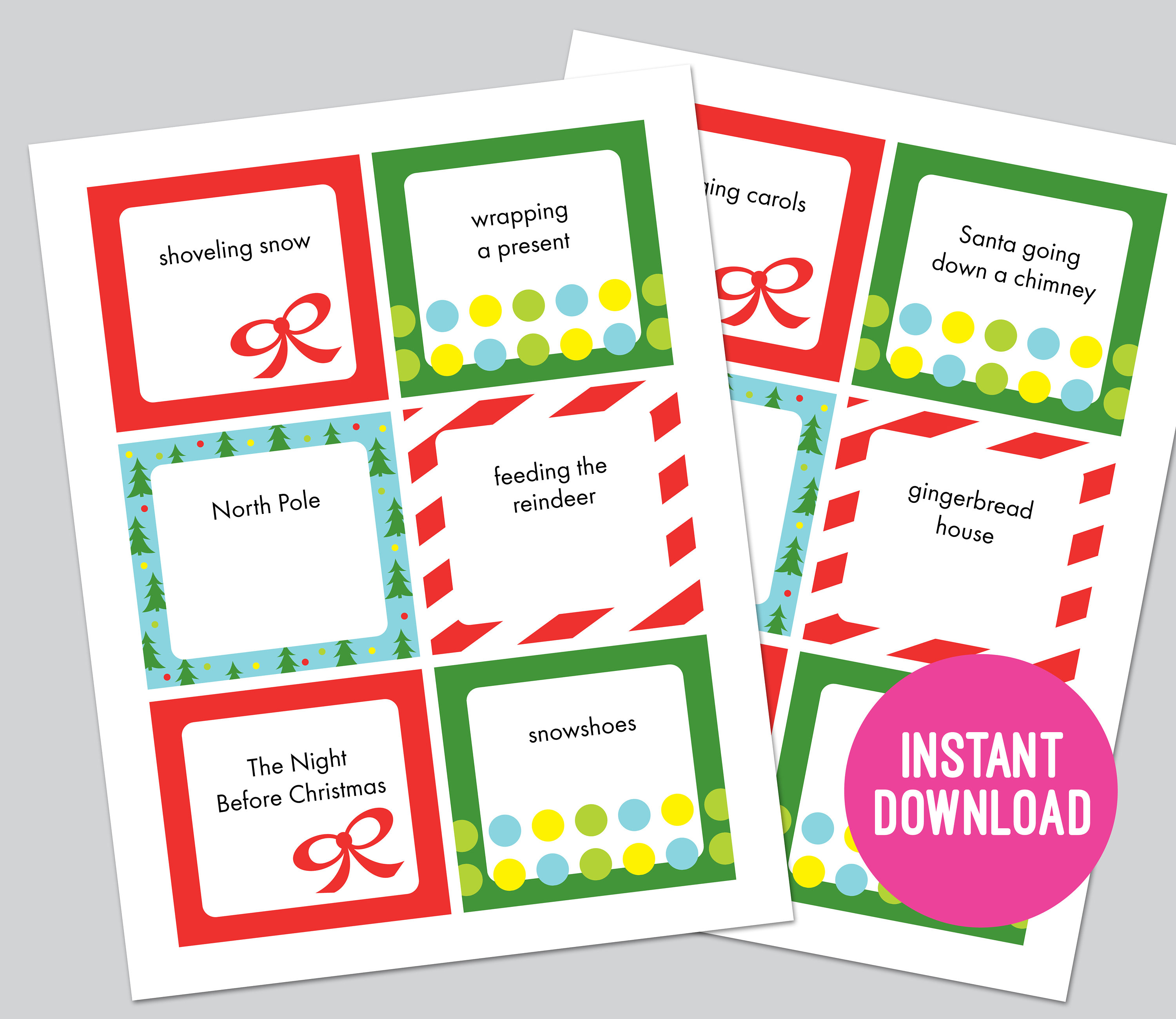 Holiday Charades, for Kids, Christmas Game, Printable Game, Holiday ...