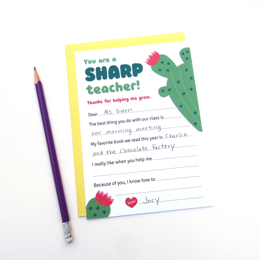 PRINTABLE Teacher Appreciation, Fill in the Blank, Thank You Card ...