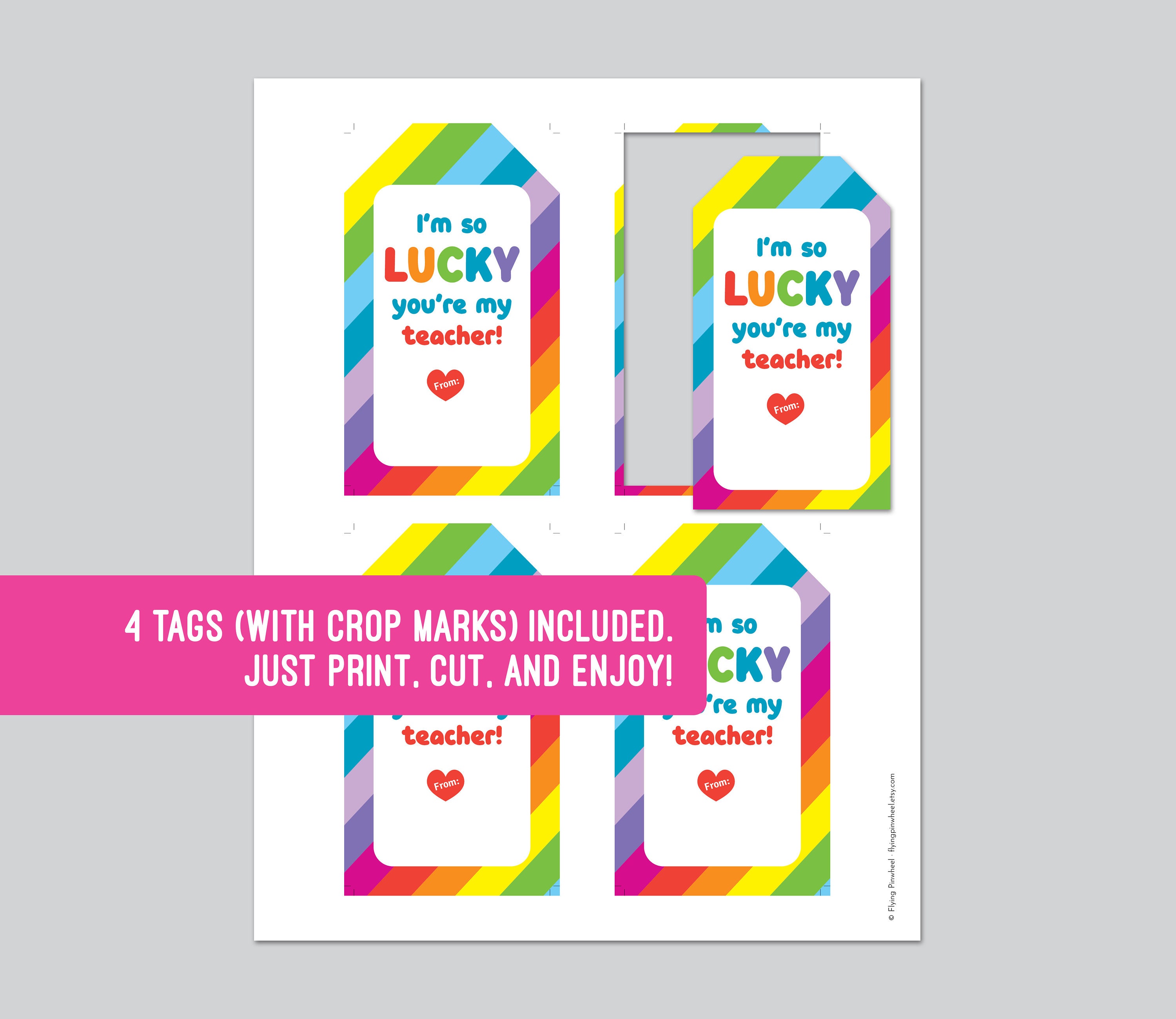 Teacher Gift Tag PRINTABLE End of Year Teacher Gift Lucky Teacher Thank ...