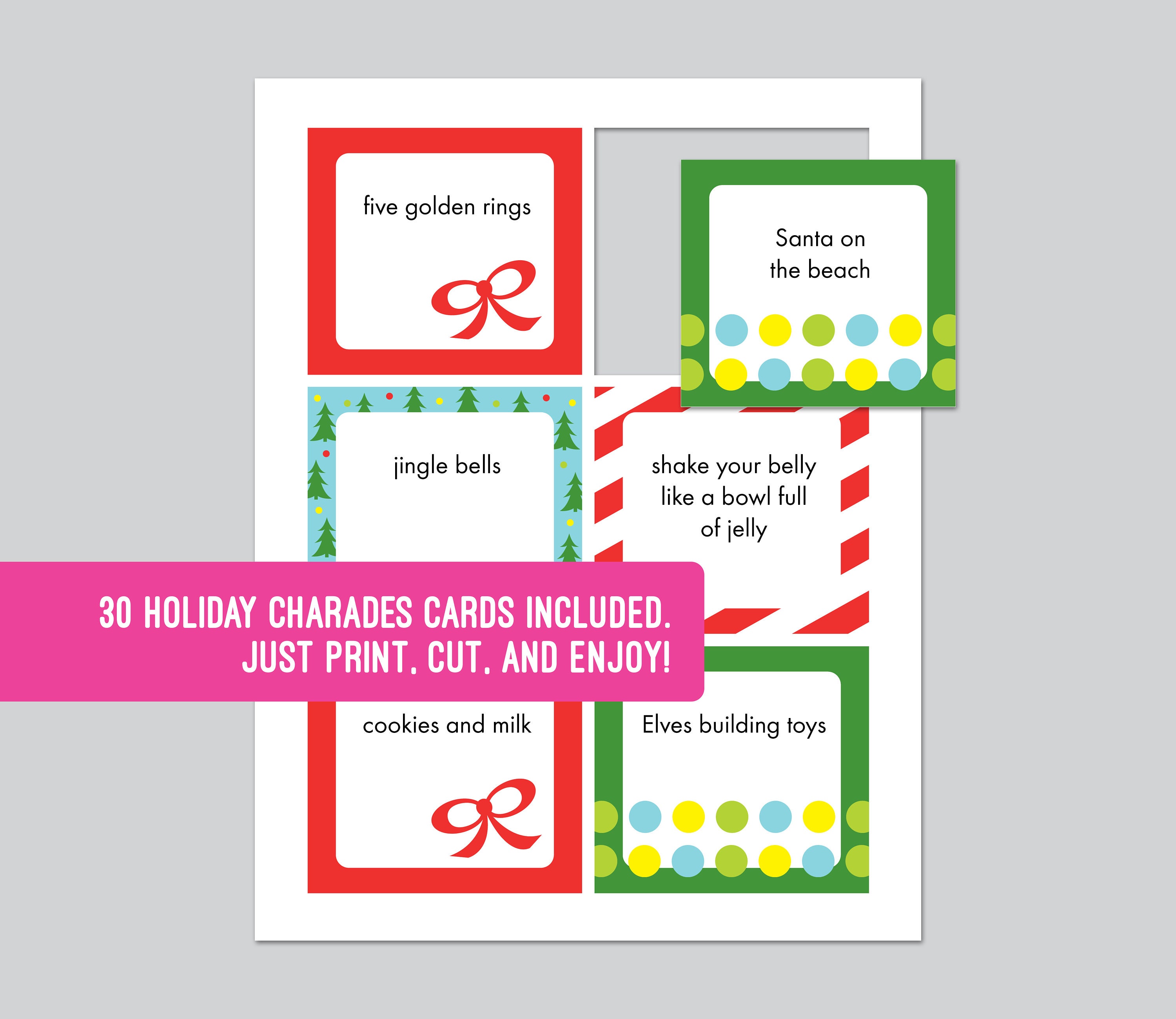 Holiday Charades, for Kids, Christmas Game, Printable Game, Holiday ...