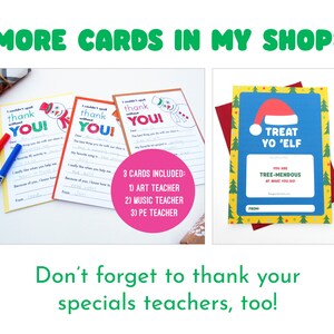 Christmas Teacher Card, Teacher Thank You Card, Printable Note, Fill in ...