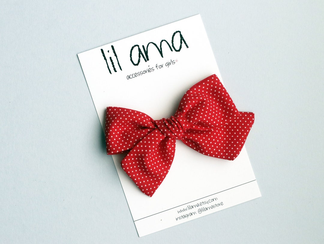 Red Polka Dot Hair Bow: Handmade Headband or Clip - Etsy