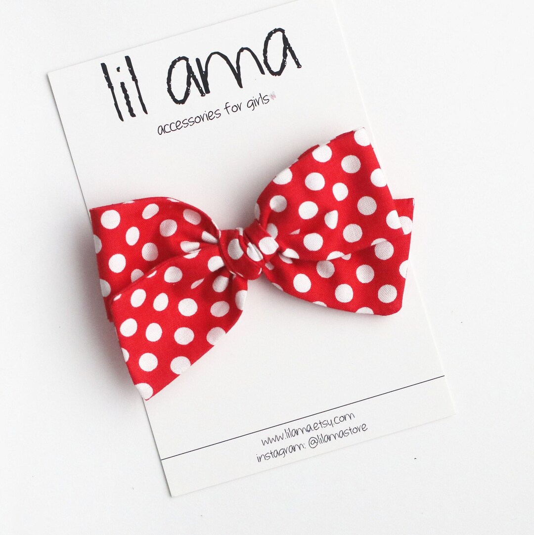 Red Polka Dot Hair Bow, Baby Girl Headband, Newborn Gift - Etsy