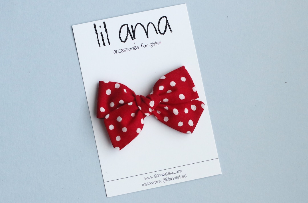 Red Polka Dot Bow, Girl Hair Bow, Baby Headband, Baby Girl Bows, Baby ...