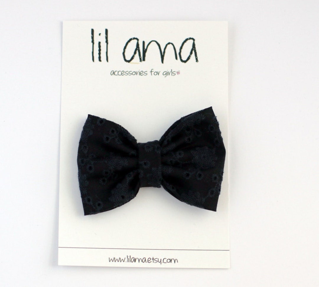 Black Eyelet Bow, Lace Hair Bow, Baby Girl Gift, Toddle Bow - Etsy