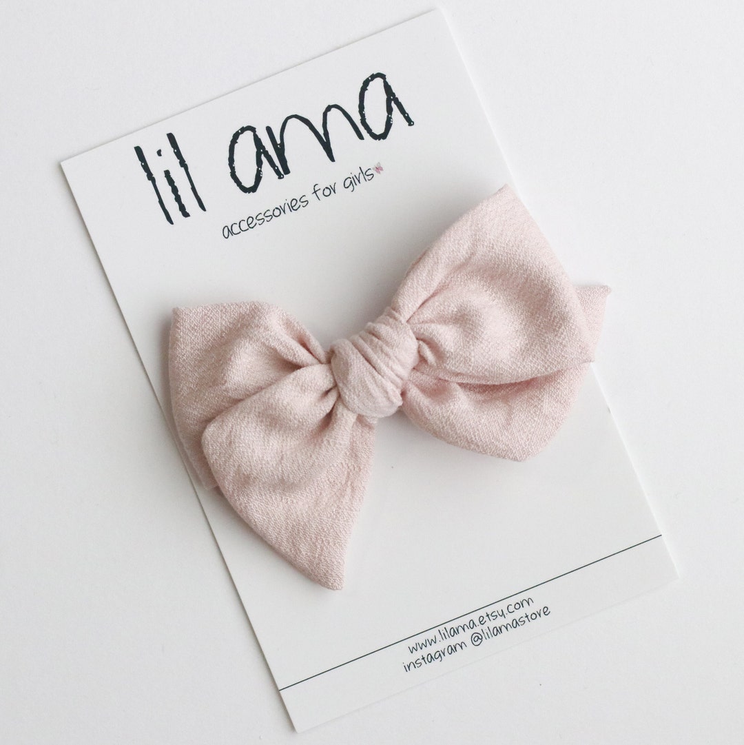 Blush Pink Baby Hair Bow, Alligator Clip or Headband - Etsy