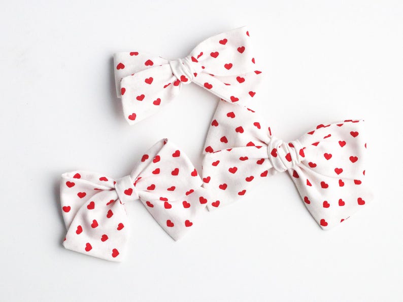 Valentines Day Heart Hair Bow, Baby Girl Headband or Clip, Toddler Bows ...