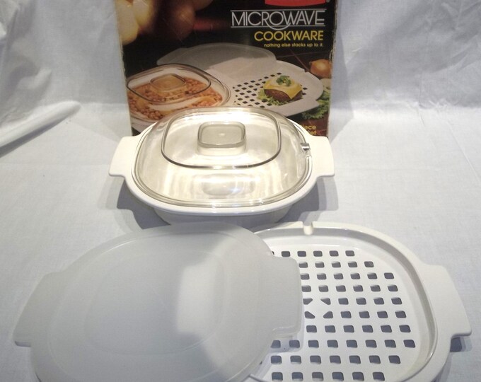 Vintage Rubbermaid Stacking Microwave Cookware Set Casserole Steamer ...