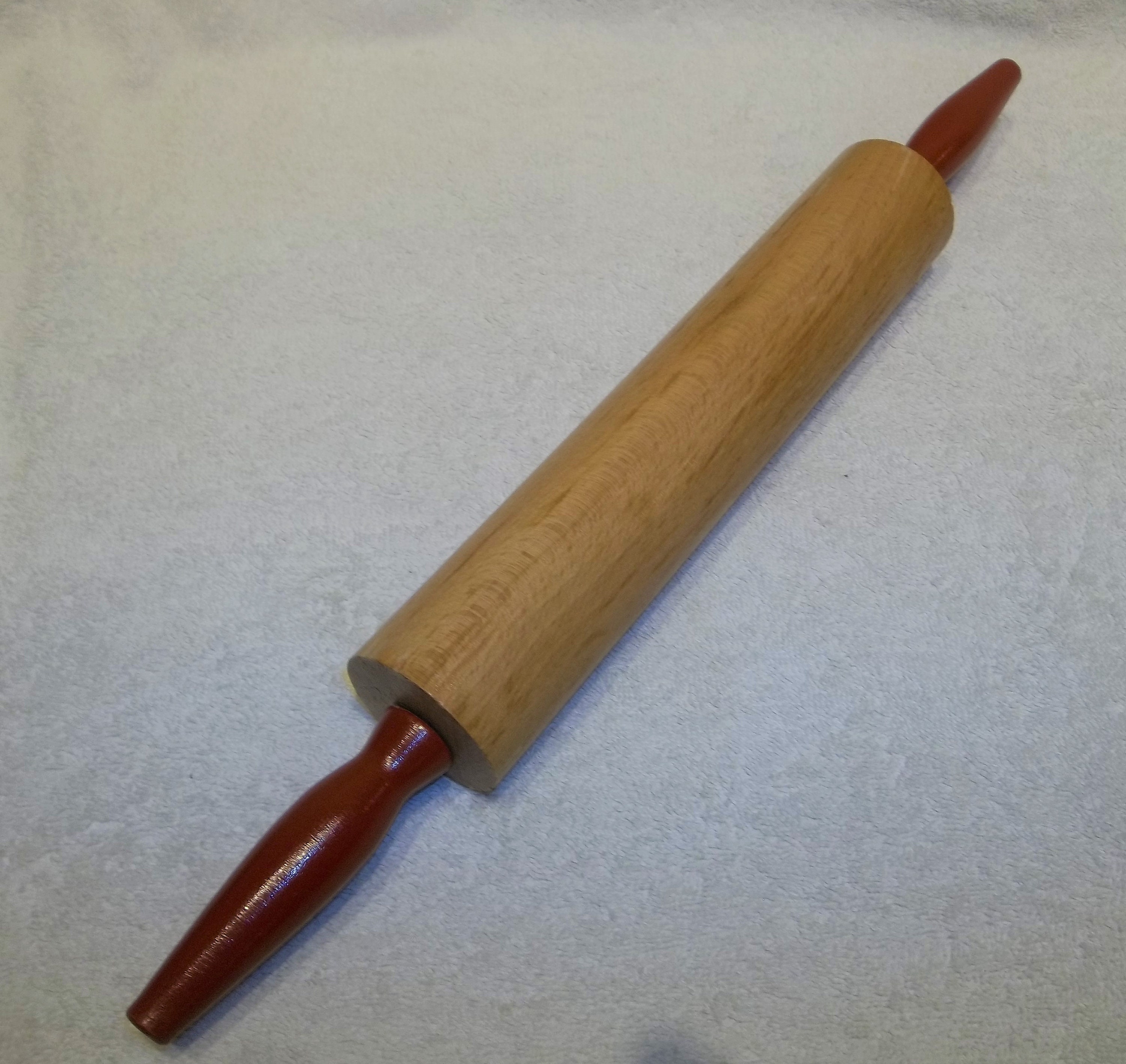 Vintage Wooden Rolling Pin Red Handles Decorative Collectible | Etsy