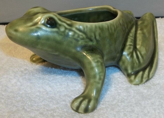 Antique Mccoy Art Pottery Green Garden Frog Planter 5 | Etsy