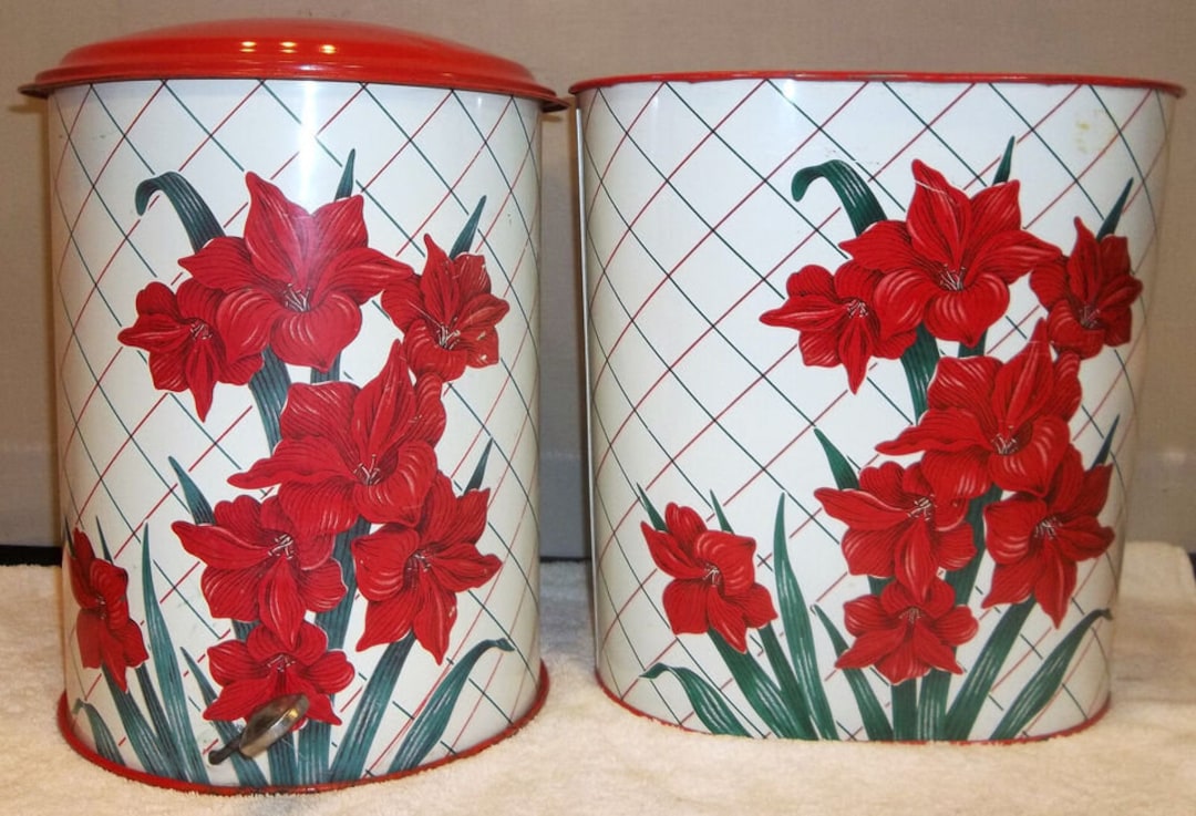 Antique Matching Set 1950's Retro Metal Trash Can & Waste - Etsy
