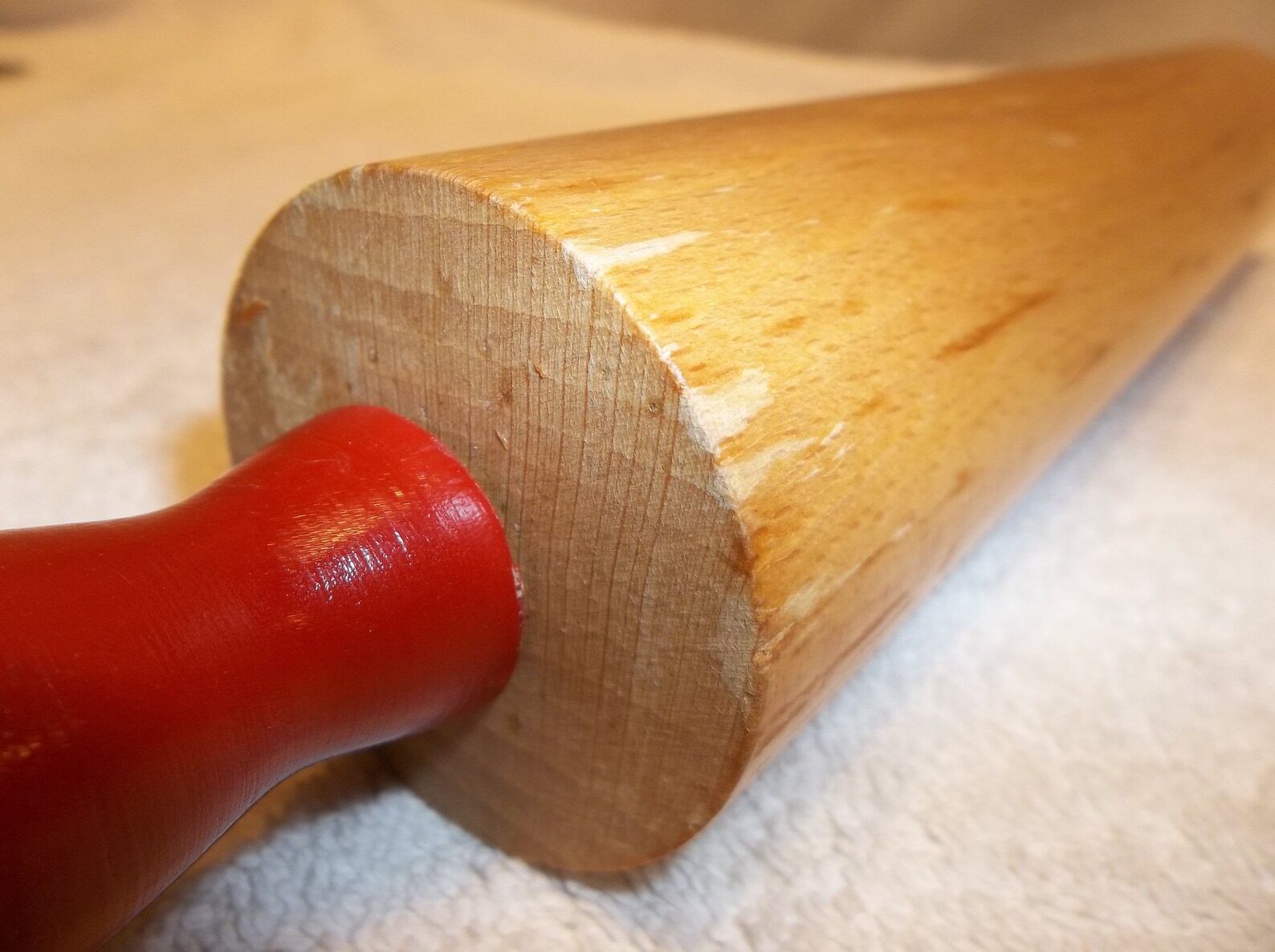 Vintage Wooden Rolling Pin Red Handles Decorative Collectible | Etsy