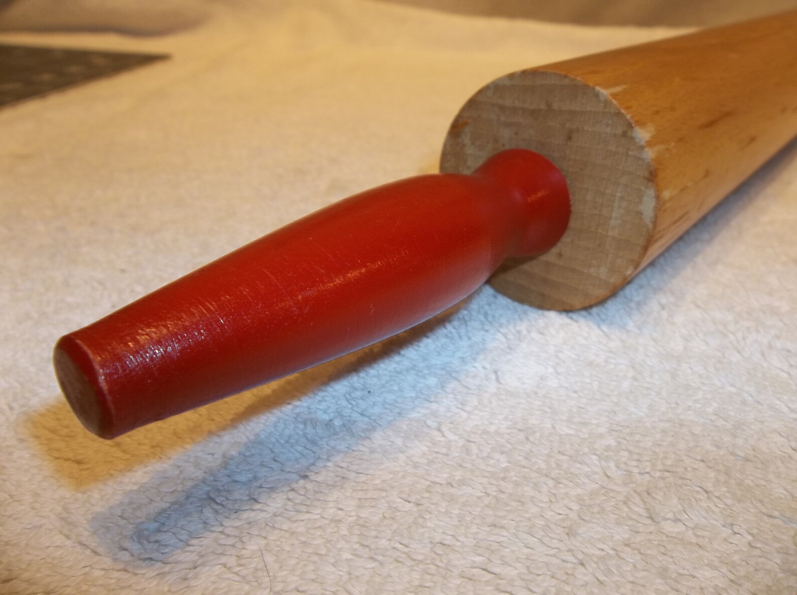 Vintage Wooden Rolling Pin Red Handles Decorative Collectible | Etsy