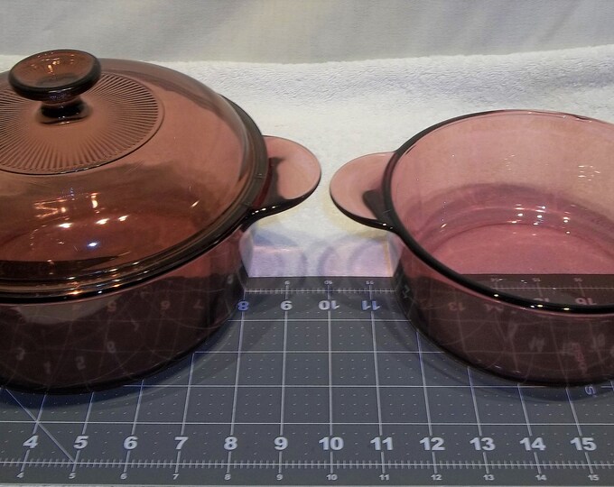 Vintage Vision Ware Pink Cranberry Glass Cookware Set by Corning Pyrex ...