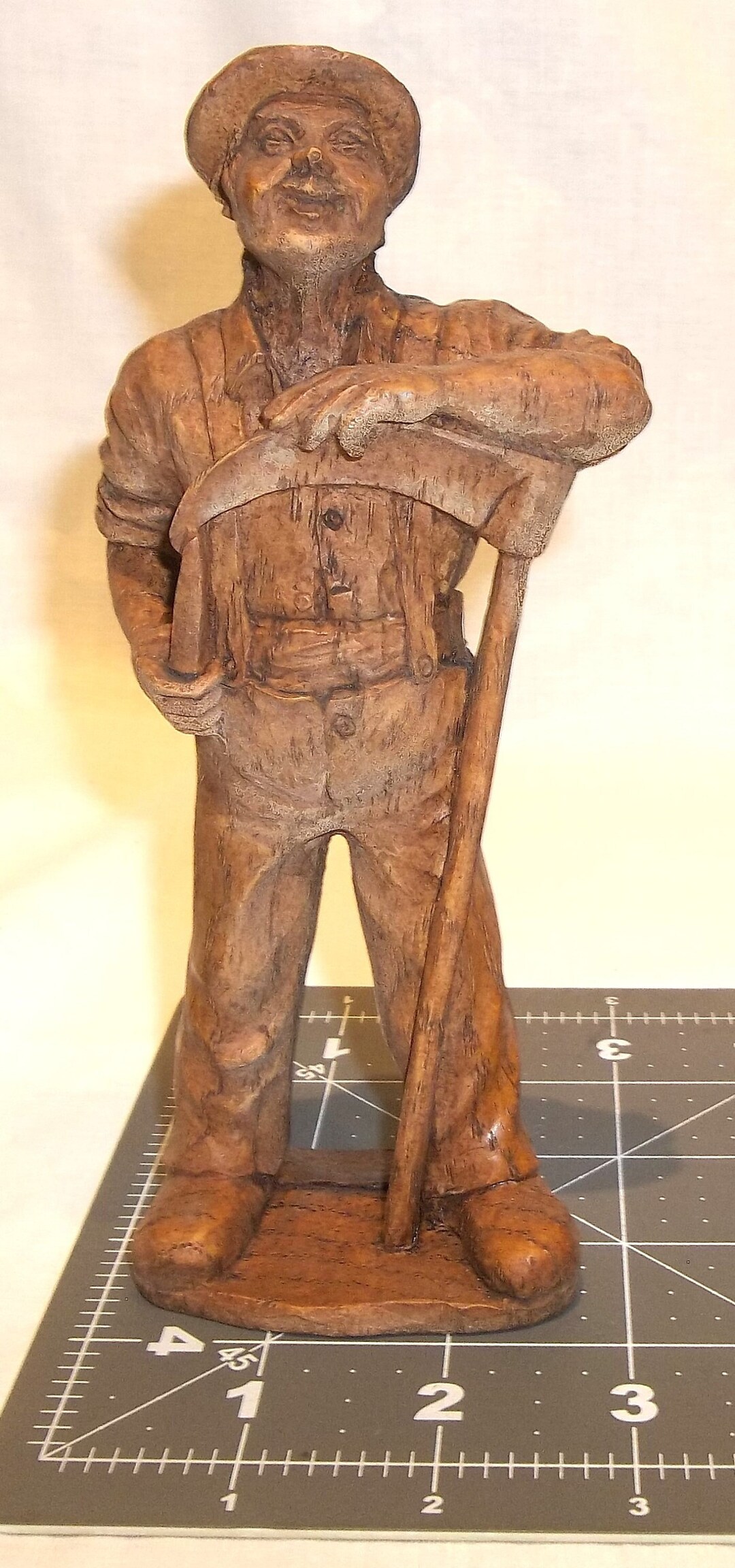 Antique Black Forest German Hand Carved Wood Farmer Man With Scythe ...