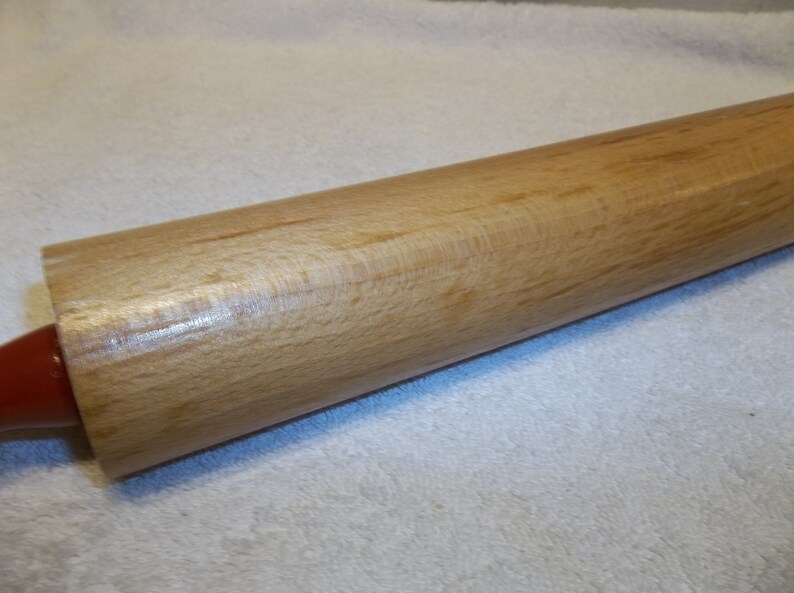 Vintage Wooden Rolling Pin Red Handles Decorative Collectible - Etsy