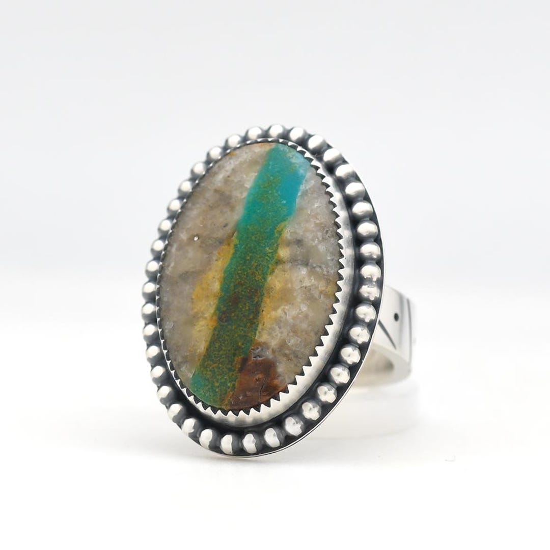 Royston Ribbon Turquoise Ring Handmade of Green Turquoise and Sterling ...