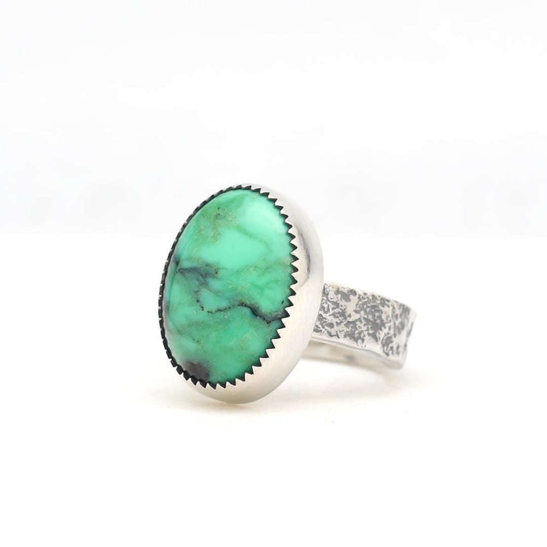 New Lander Turquoise Ring Handmade Silver Ring Made in USA Green ...