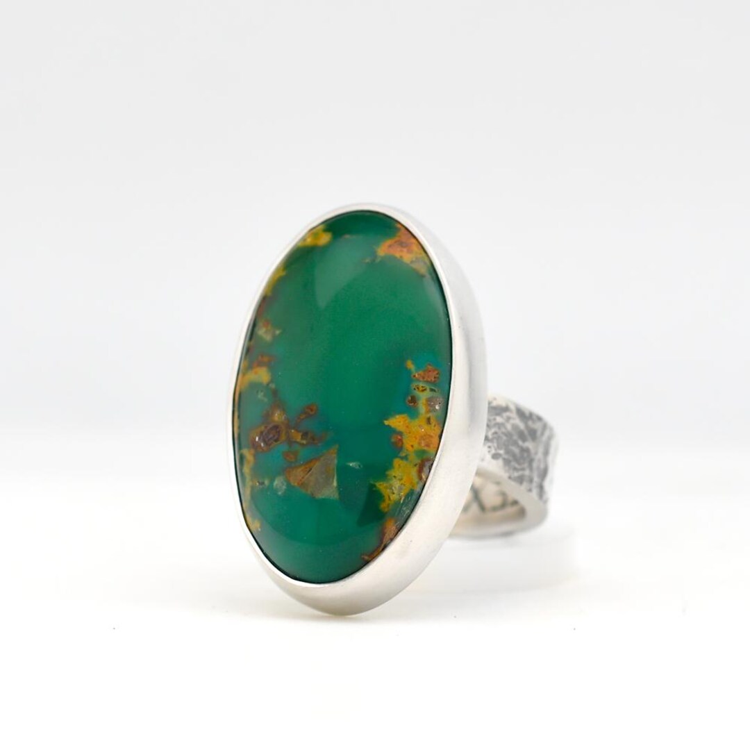 Armenian Turquoise Ring Handmade Sterling Silver, Made in USA Green ...