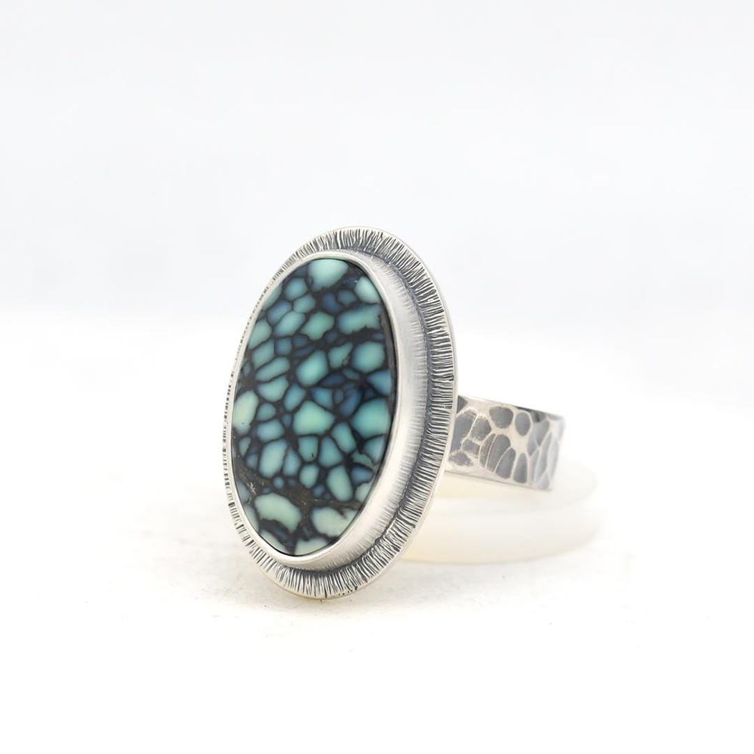 New Lander Turquoise Ring Handmade Silver Ring Made in USA Green ...