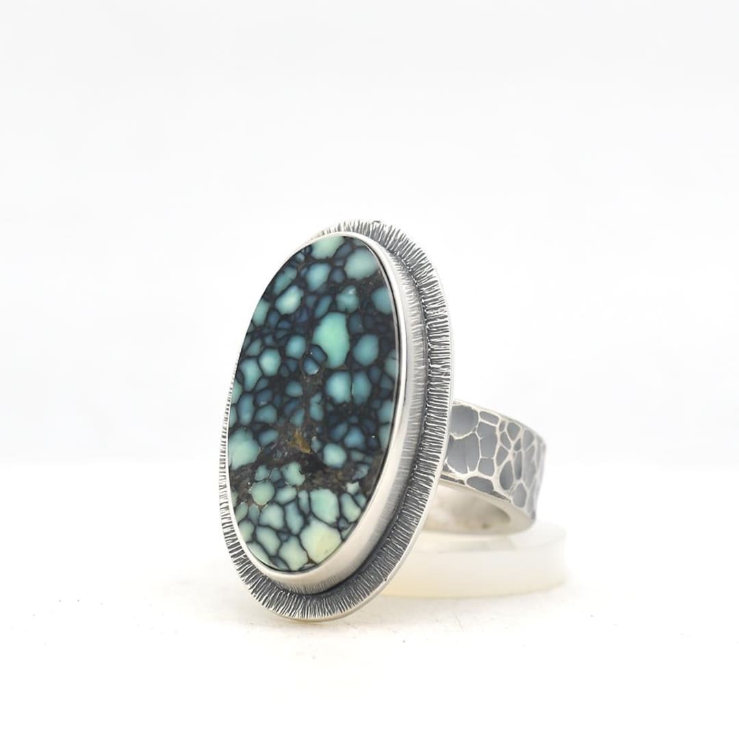 New Lander Turquoise Ring Handmade Silver Ring Made in USA Green ...