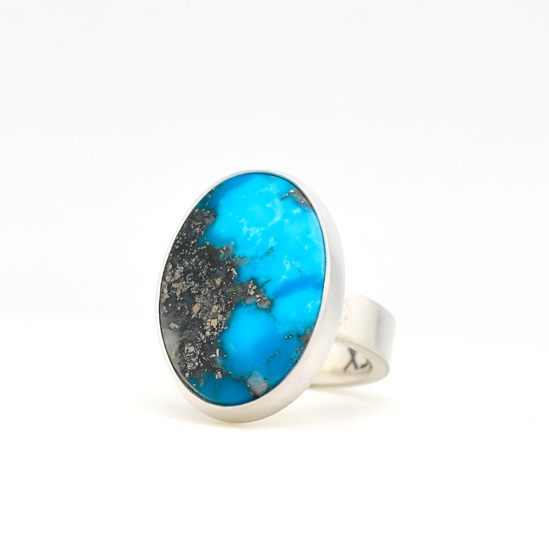 Morenci Turquoise Ring Handmade Sterling Silver, Made in USA in Relic ...