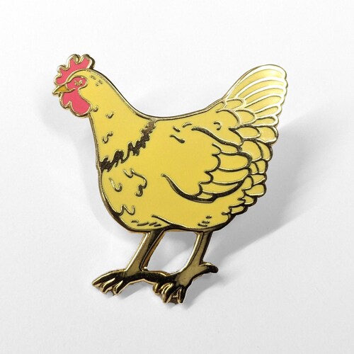 Rooster & Chicken Pair 2 Hard Enamel Pins in Gold - Etsy