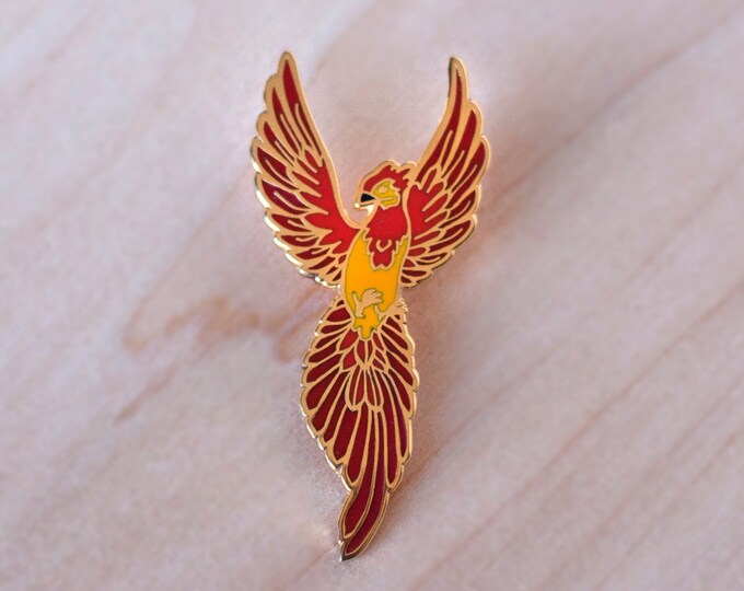 Phoenix Rising Pin Badge - Etsy