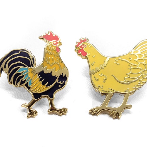 Rooster Hard Enamel Pin in Gold | Etsy