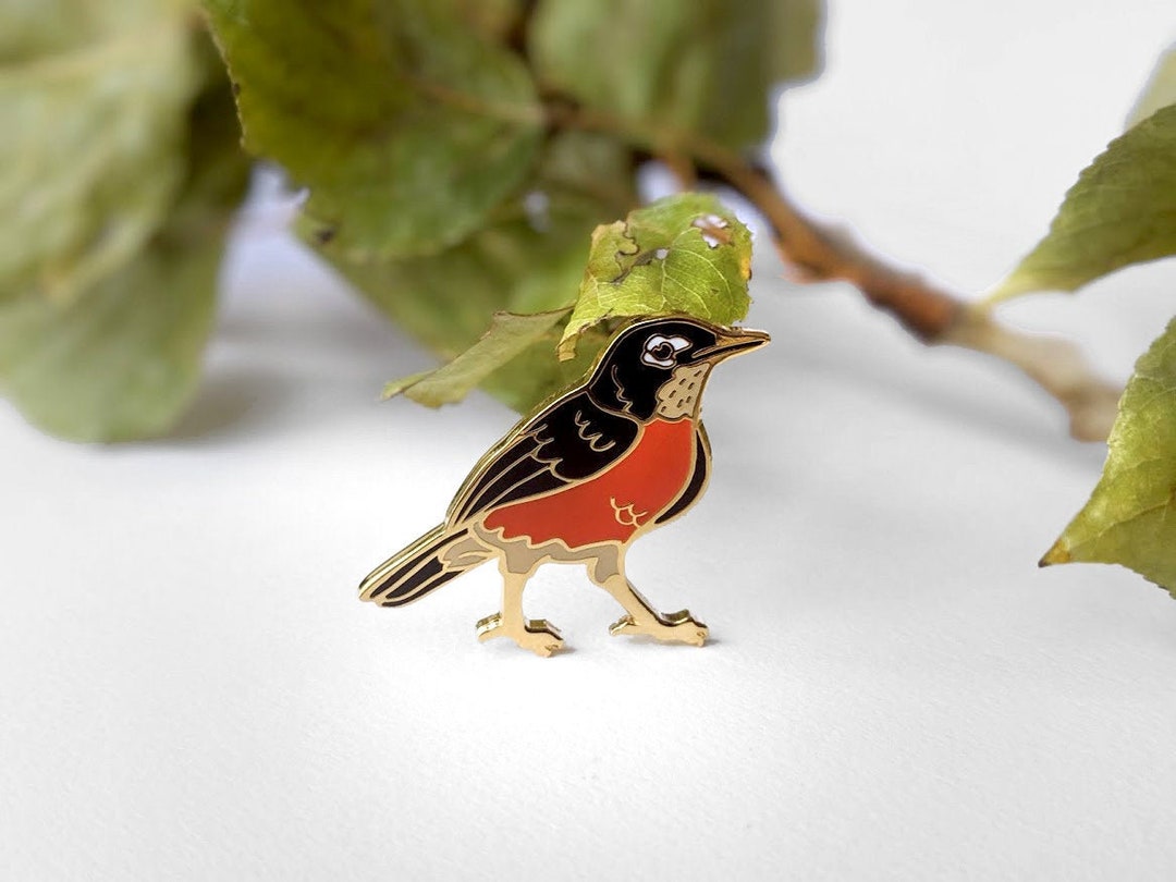 American Robin - Hard Enamel Pin in Gold - Etsy