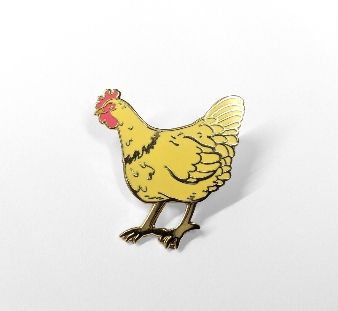 Chicken Hard Enamel Pin in Gold - Etsy