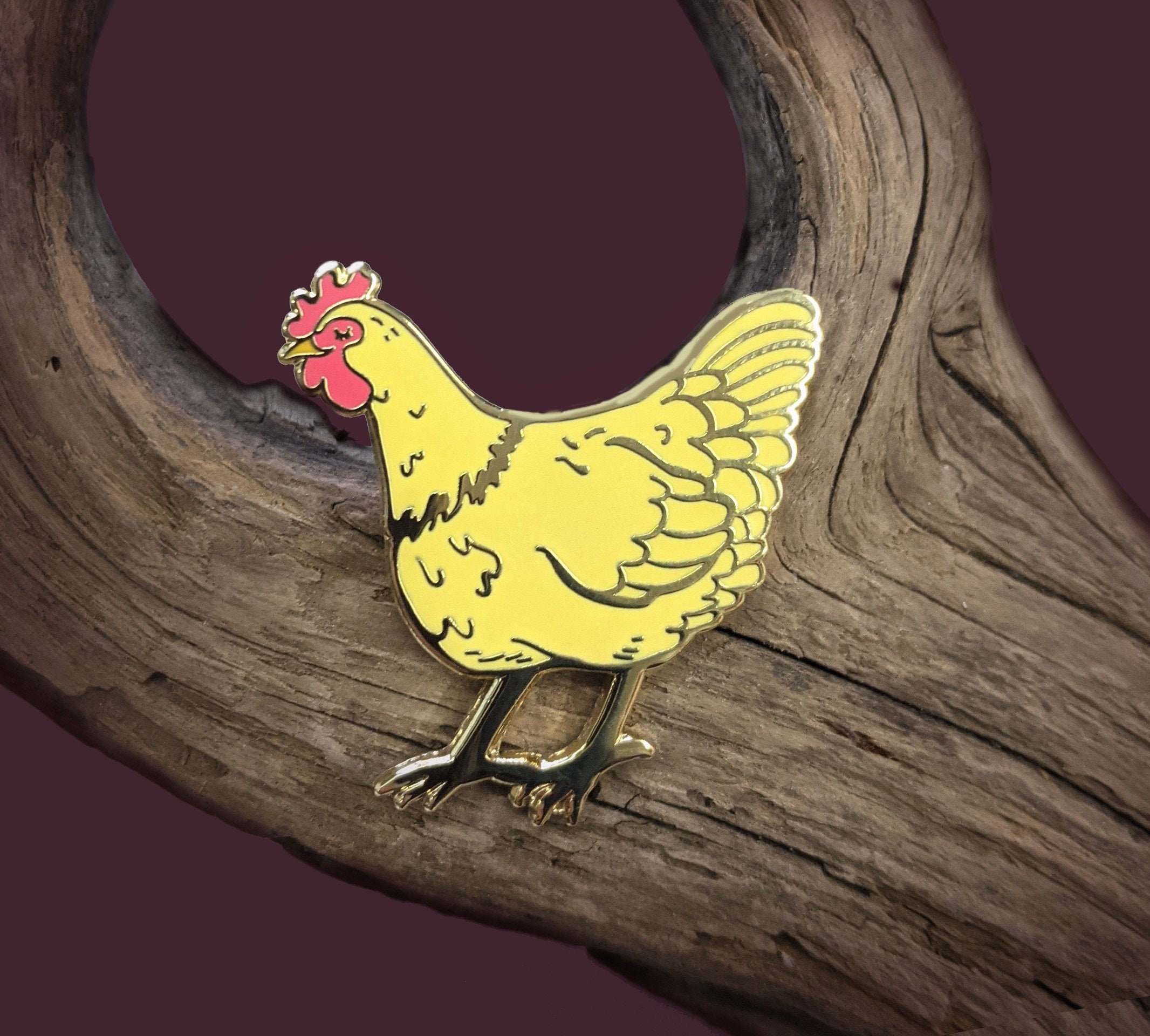 Chicken Hard Enamel Pin in Gold - Etsy
