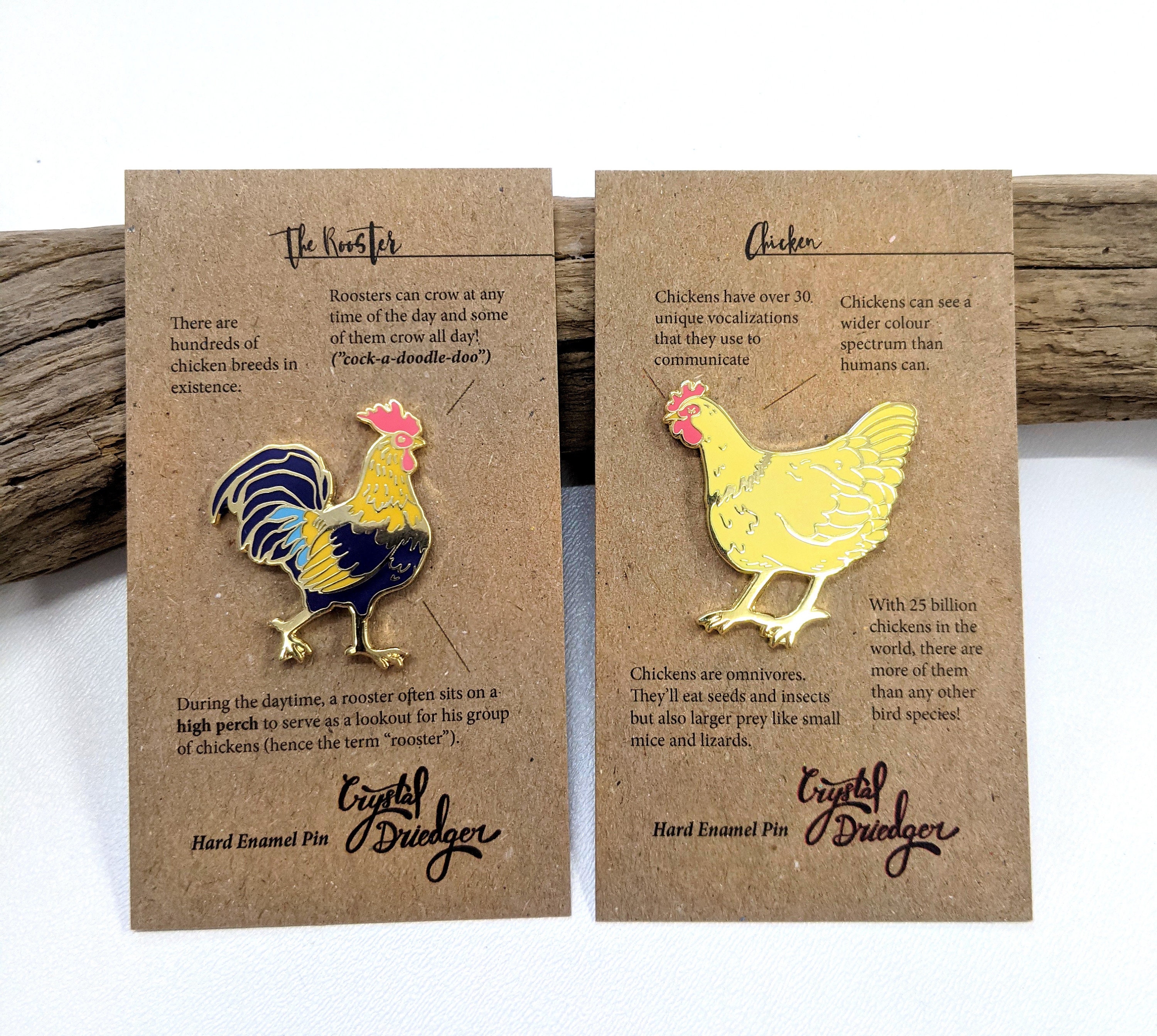 Rooster & Chicken Pair 2 Hard Enamel Pins in Gold - Etsy