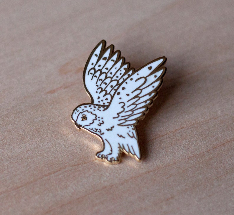 Snowy Owl Cloisonne hard Enamel Pin in Gold | Etsy Canada