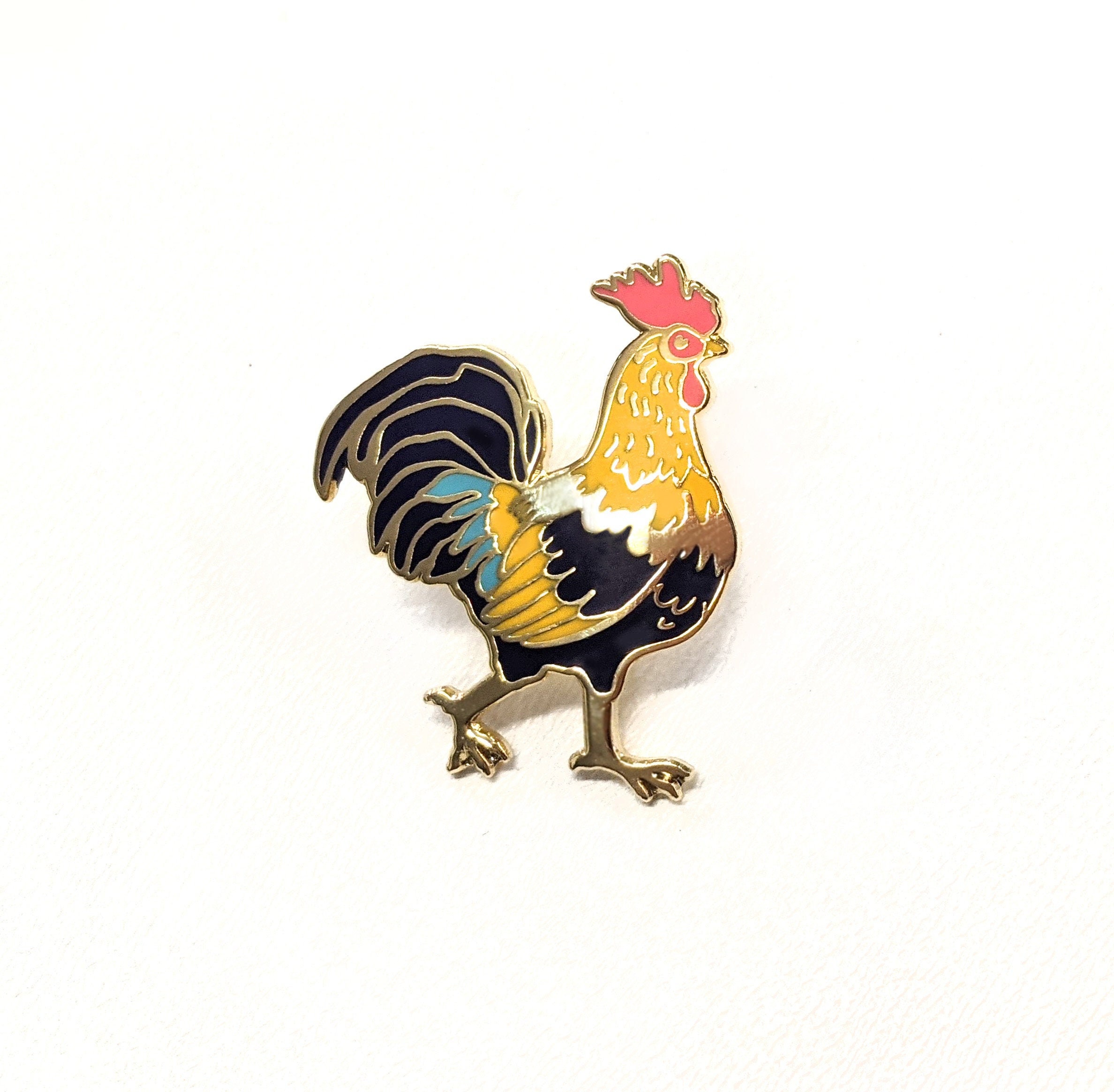 Rooster Hard Enamel Pin in Gold | Etsy
