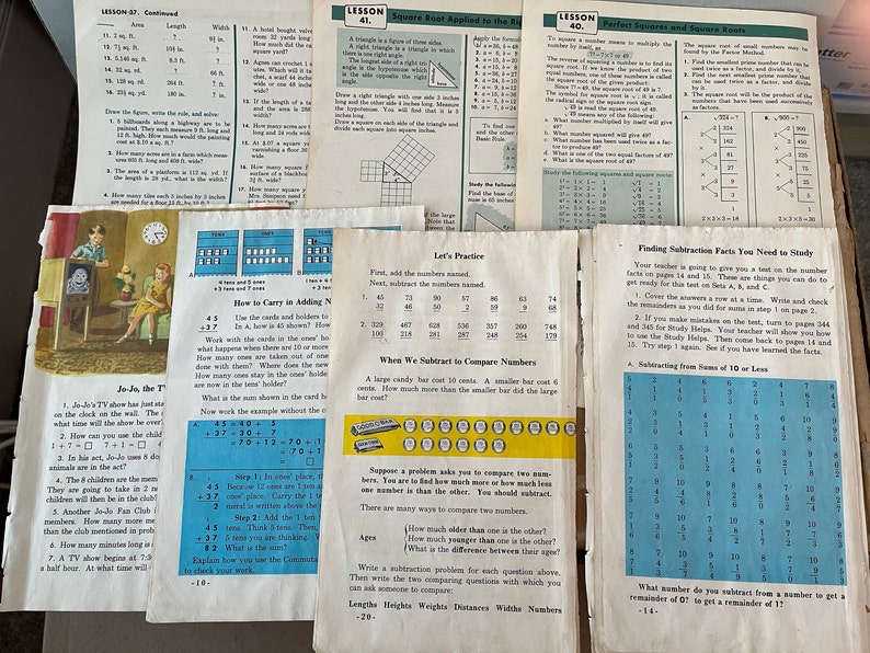 Mid Century Math Ephemera Set: Graph Paper & Vintage Arithmetic ...
