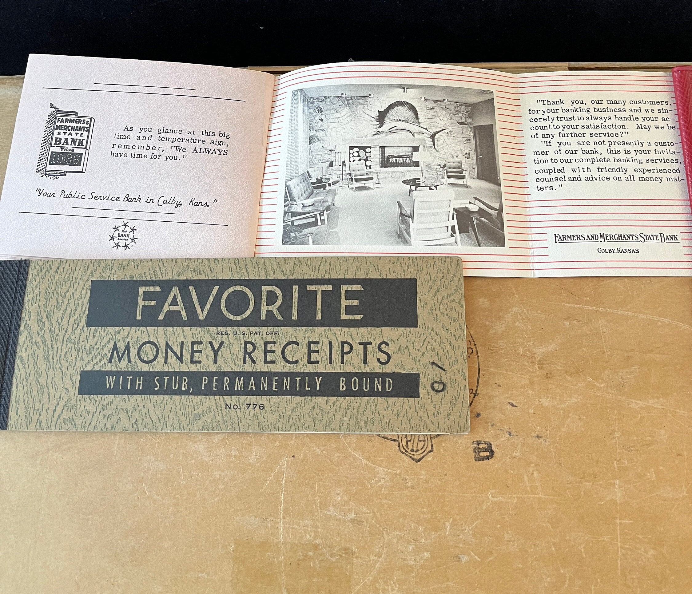 1950s Kansas Ephemera in Red Checkbook Holder W/snap Fastener, Bank ...