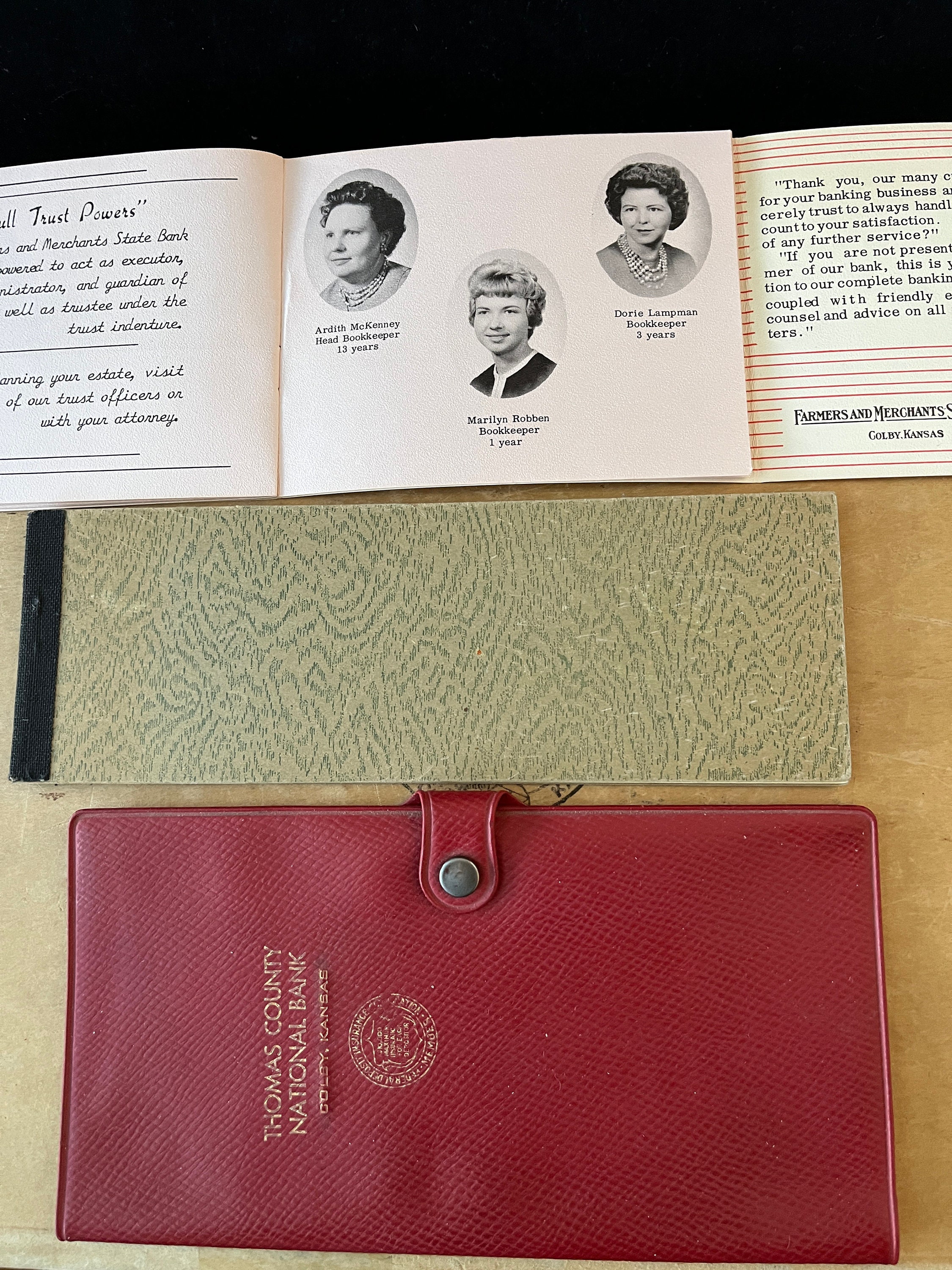 1950s Kansas Ephemera in Red Checkbook Holder W/snap Fastener, Bank ...