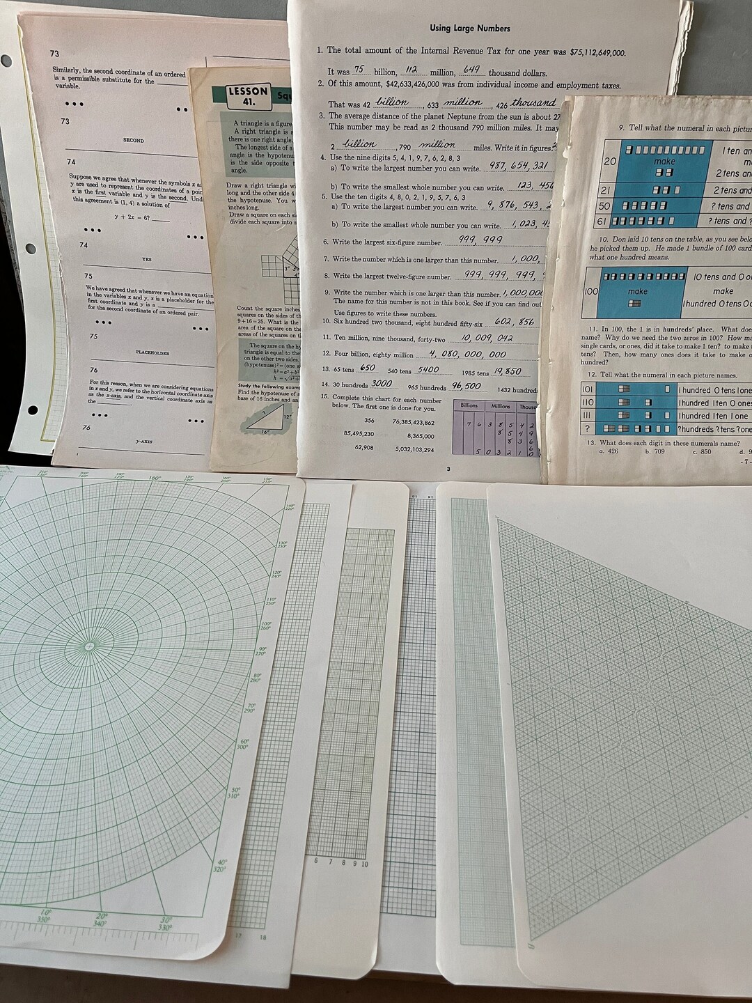 Mid Century Math Ephemera Set: Graph Paper & Vintage Arithmetic ...